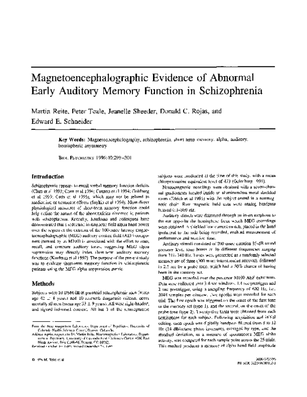 (PDF) Magnetoencephalographic evidence of abnormal early auditory ...