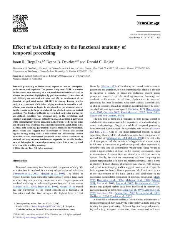 (PDF) Effect of task difficulty on the functional anatomy of temporal ...