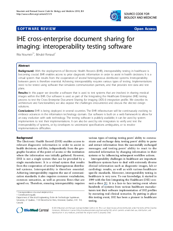 (PDF) IHE cross-enterprise document sharing for imaging ...