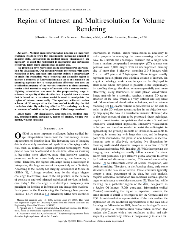 (PDF) Region of Interest and Multiresolution for Volume Rendering