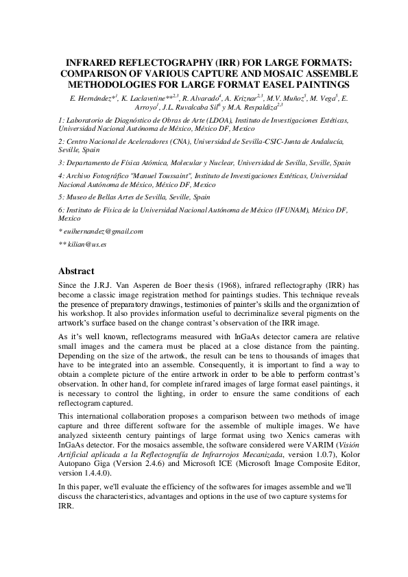 INFRARED REFLECTOGRAPHY (IRR) FOR LARGE FORMATS: COMPARISON OF VARIOUS ...