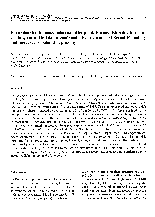 (PDF) Phytoplankton biomass reduction after planktivorous fish ...