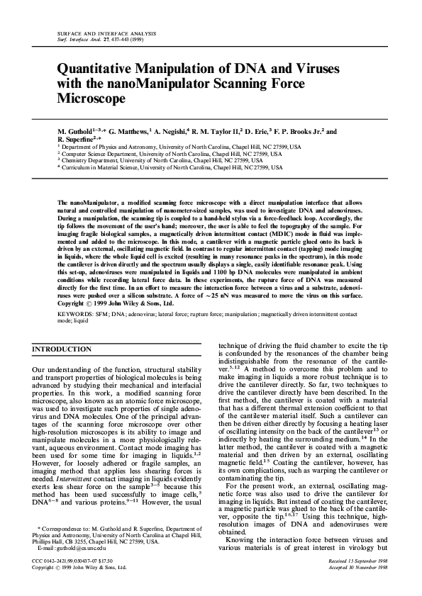 (PDF) Quantitative manipulation of DNA and viruses with the ...