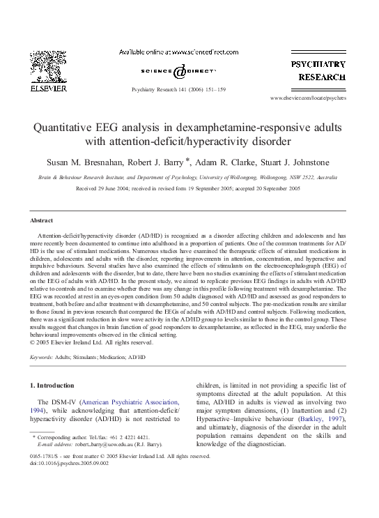 (PDF) Quantitative EEG analysis in dexamphetamine-responsive adults ...