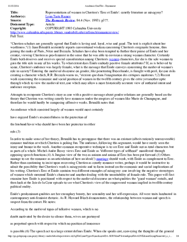 (PDF) Role Models? Saracen Women in Medieval French Epic