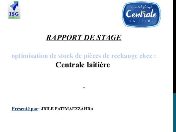 (PPT) Rapport de stage centrale laitiere