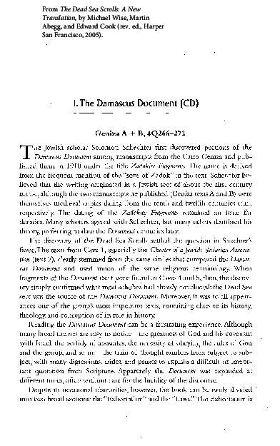 (PDF) The Damascus Document (CD) (2005)