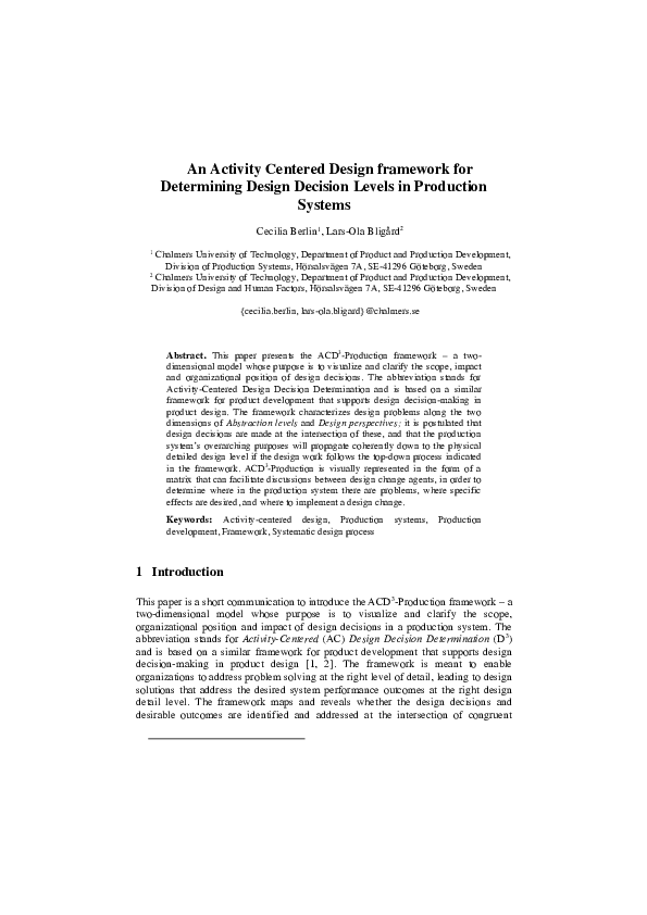 (PDF) An Activity Centered Design framework for Determining Design ...