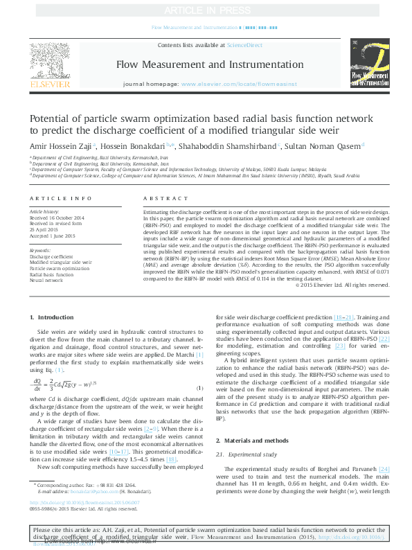 Pdf Potential Of Particle Swarm Optimization Based Radial Basis
