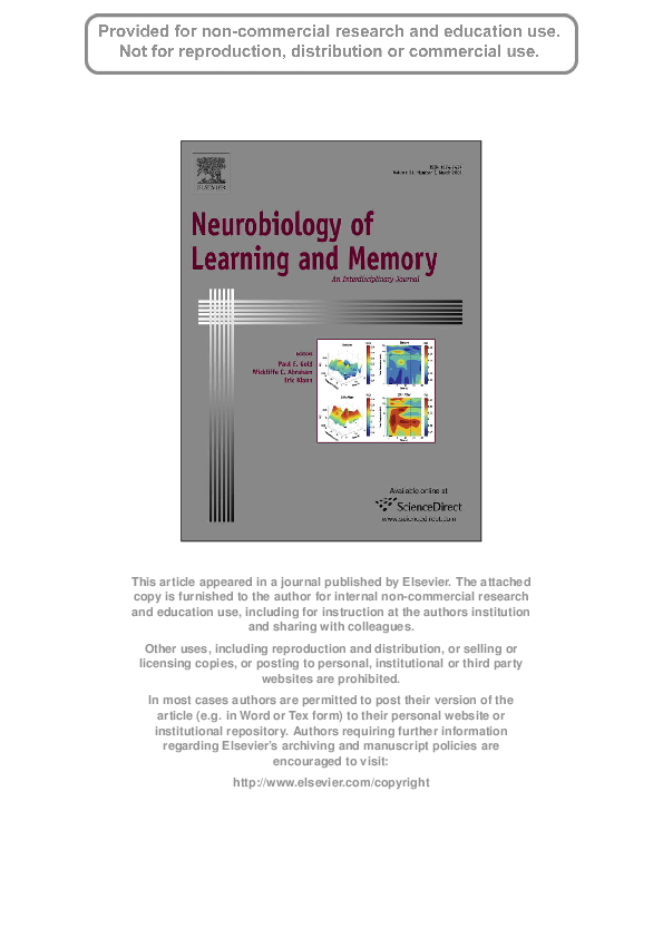 (PDF) Enhanced inhibitory avoidance learning prevents the long-term ...