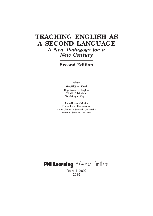 (PDF) TEACHING ENGLISH AS SECOND LANGUAGE a new padagogy for a new century