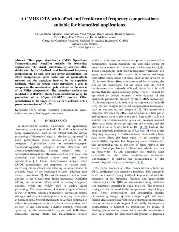 (PDF) A CMOS OTA with offset and feedforward frequency compensations ...