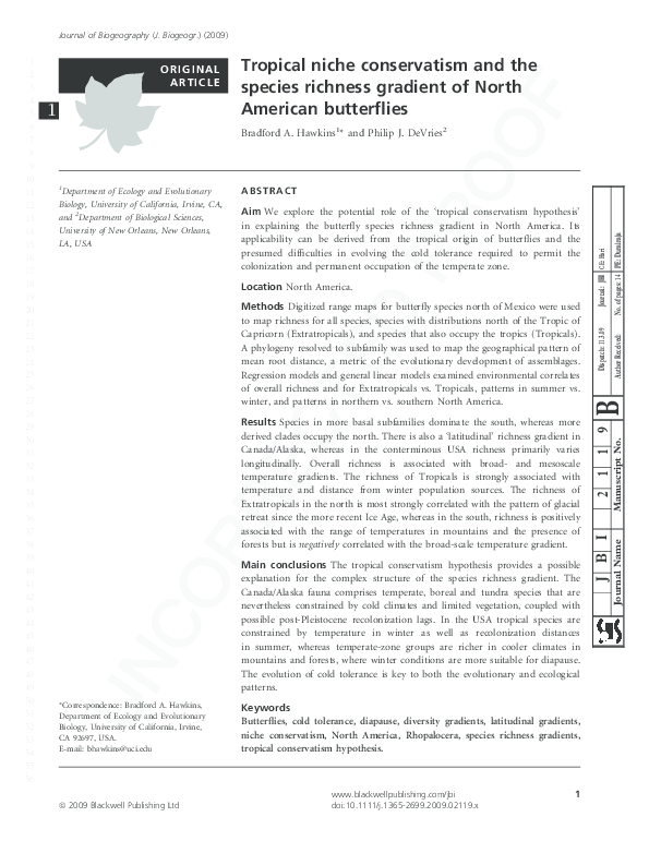 (PDF) Tropical niche conservatism and the species richness gradient of ...