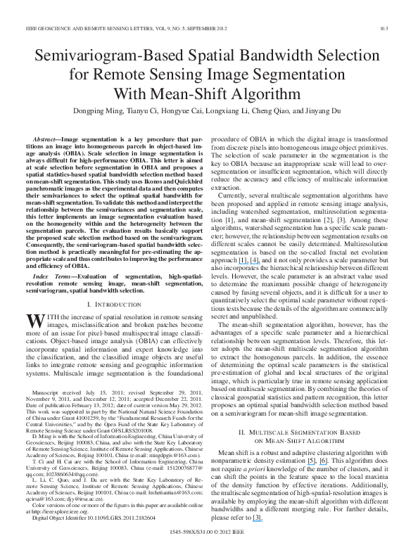 Pdf Semivariogram Based Spatial Bandwidth Selection For Remote