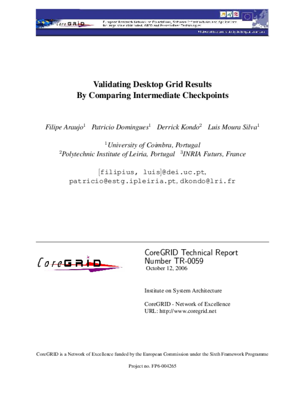 (PDF) Validating Desktop Grid Results By Comparing Intermediate Checkpoints