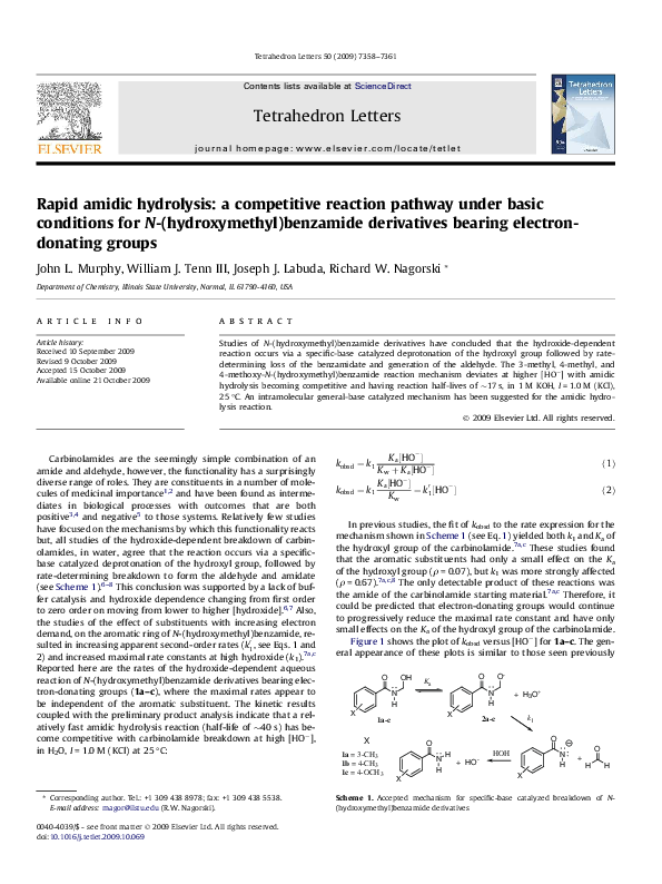 (PDF) Rapid amidic hydrolysis: a competitive reaction pathway under ...