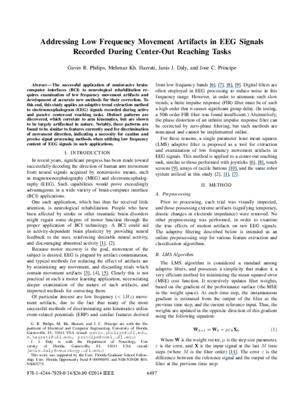 (PDF) Addressing low frequency movement artifacts in EEG signal ...
