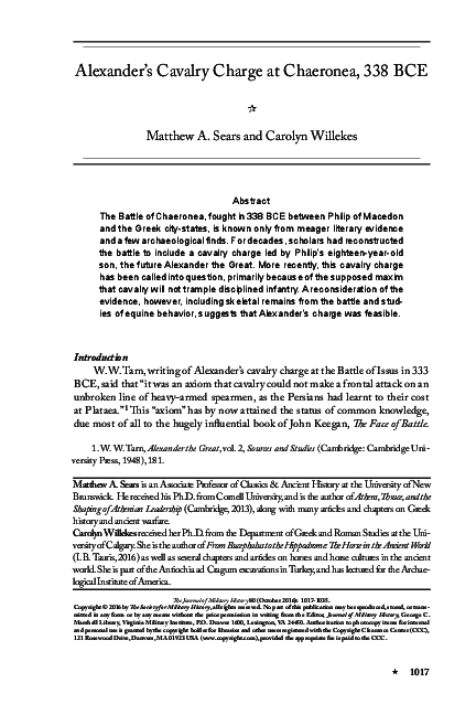 (PDF) Alexander's Cavalry Charge at Chaeronea, 338 BCE