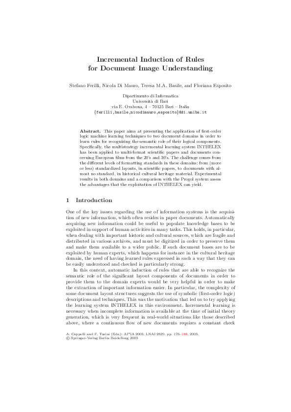 (PDF) Incremental Induction of Rules for Document Image Understanding