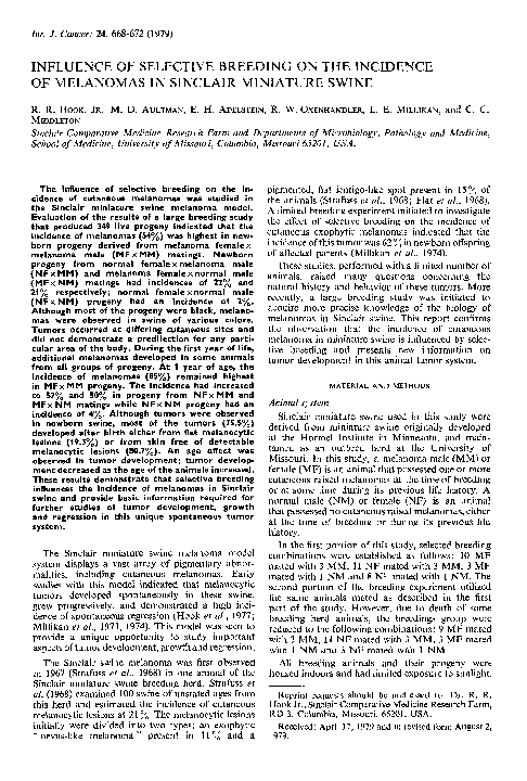 (PDF) Influence of selective breeding on the incidence of melanomas in ...