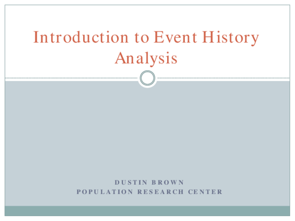 (PDF) Introduction to Event History Analysis