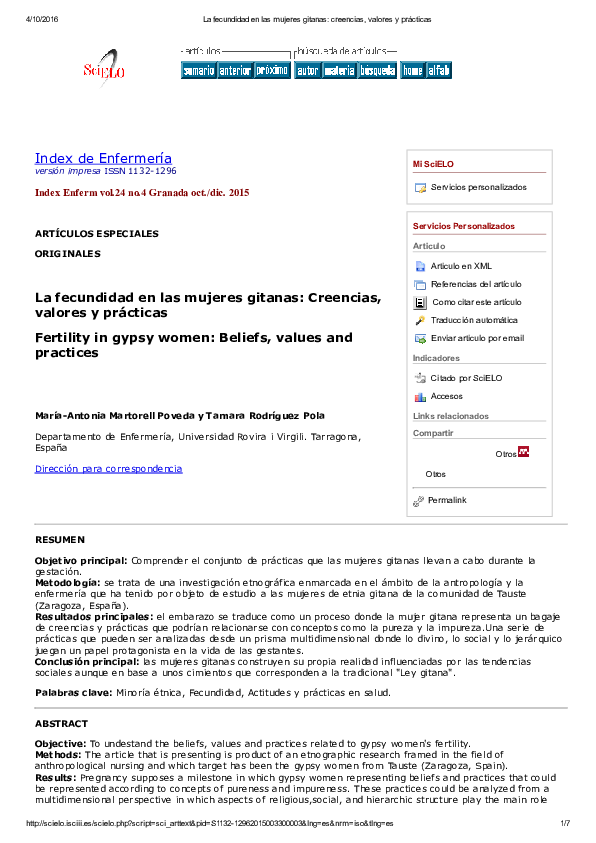 (PDF) La fecundidad en las mujeres gitanas creencias valores y practicas