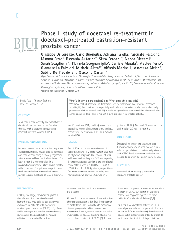 (PDF) Phase II study of docetaxel re-treatment in docetaxel-pretreated ...
