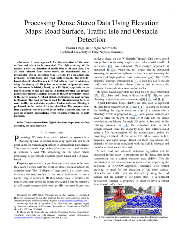 (PDF) Processing Dense Stereo Data Using Elevation Maps: Road Surface, Traffic Isle, and ...