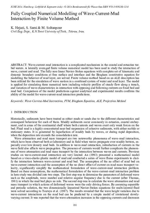 (PDF) Fully Coupled Numerical Modelling of Wave-Current-Mud Interaction by Finite Volume Method