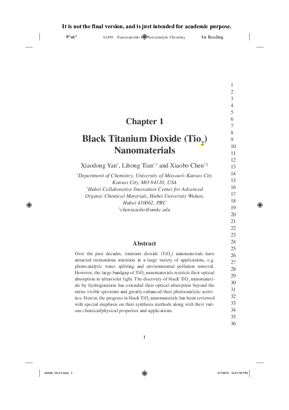 (PDF) Black Titanium Dioxide (TiO2 ) Nanomaterials