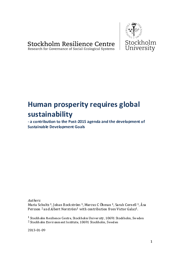 (PDF) Human prosperity requires global sustainability - a contribution ...