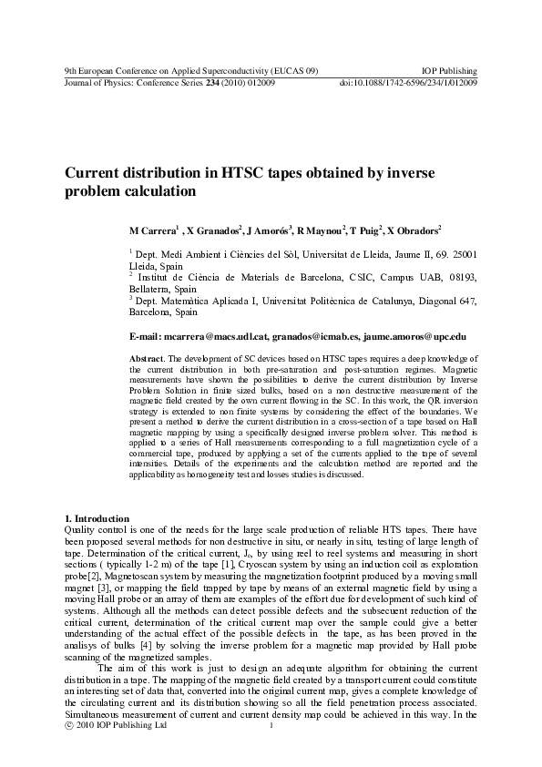 (PDF) Current distribution in HTSC tapes obtained by inverse problem ...