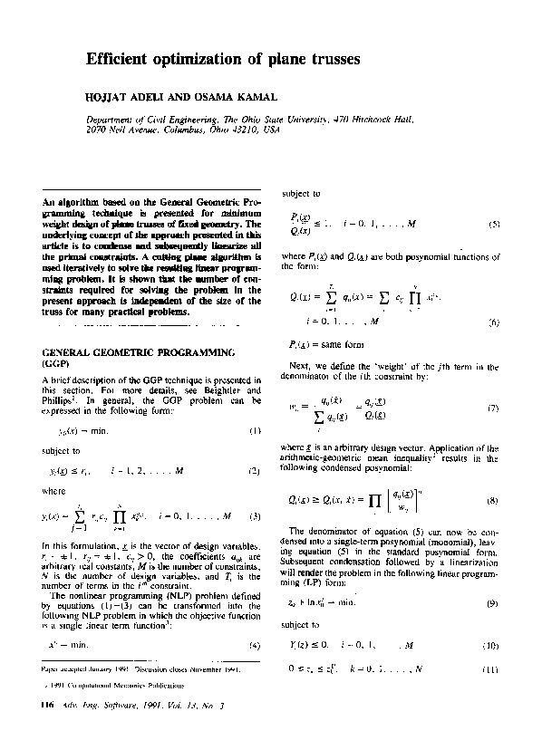 (PDF) Efficient optimization of plane trusses