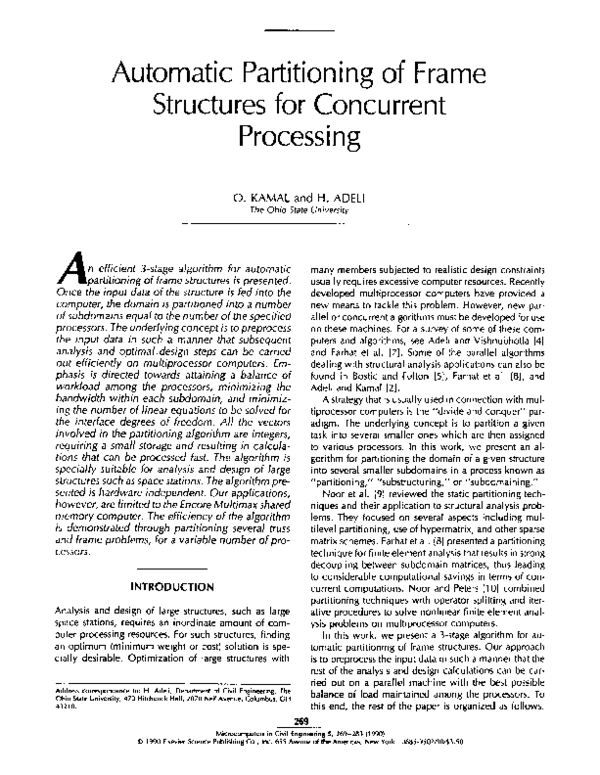 Pdf Automatic Partitioning Of Frame Structures For Concurrent Processing
