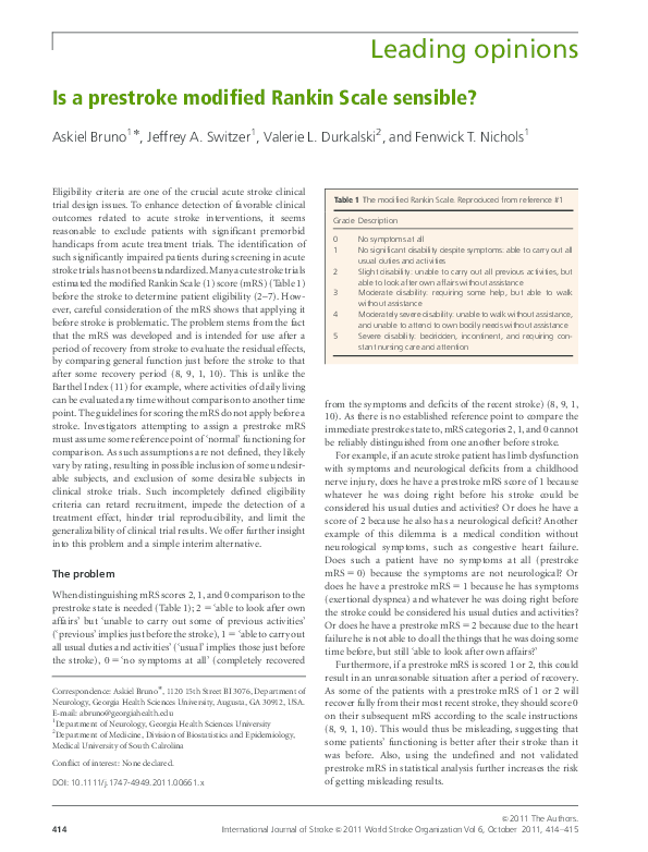 (PDF) Is a prestroke modified Rankin Scale sensible?