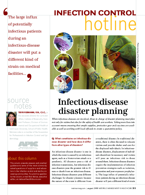 (PDF) Infectious-disease disaster planning