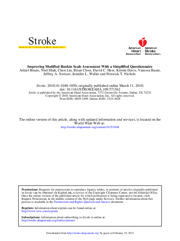 (PDF) Improving Modified Rankin Scale Assessment With a Simplified ...