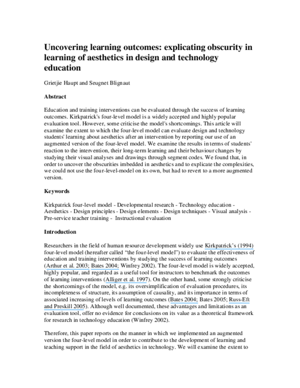 (PDF) Uncovering learning outcomes: explicating obscurity in learning ...