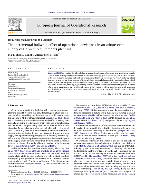 (PDF) The incremental bullwhip effect of operational deviations in an ...