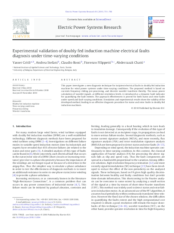 Pdf Experimental Validation Of Doubly Fed Induction Machine Electrical Faults Diagnosis Under