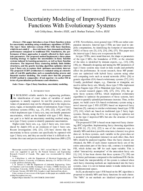 (PDF) Uncertainty Modeling of Improved Fuzzy Functions With Evolutionary Systems