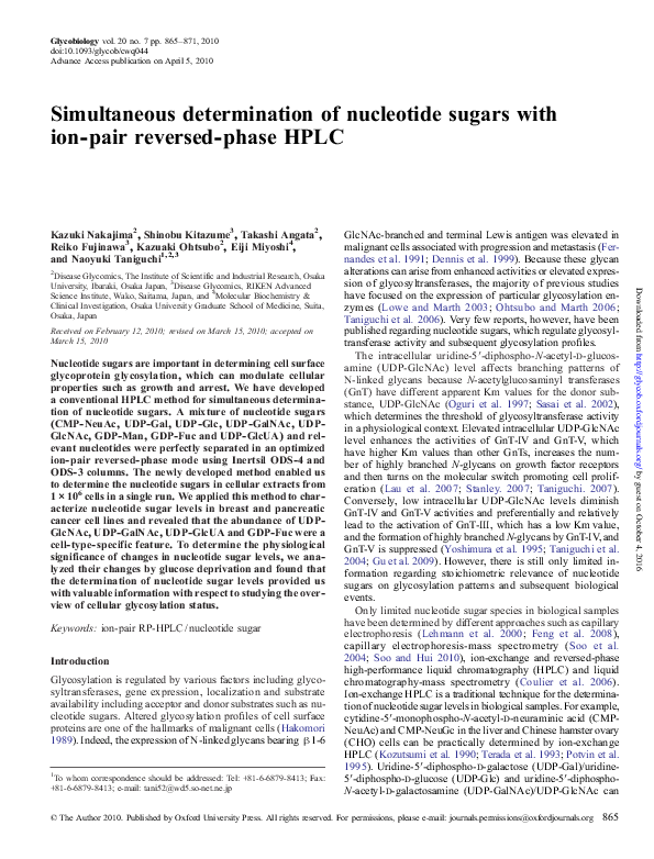 (PDF) Simultaneous determination of nucleotide sugars with ion-pair ...