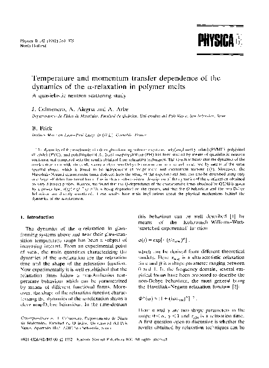 (PDF) Temperature and momentum transfer dependence of the dynamics of ...