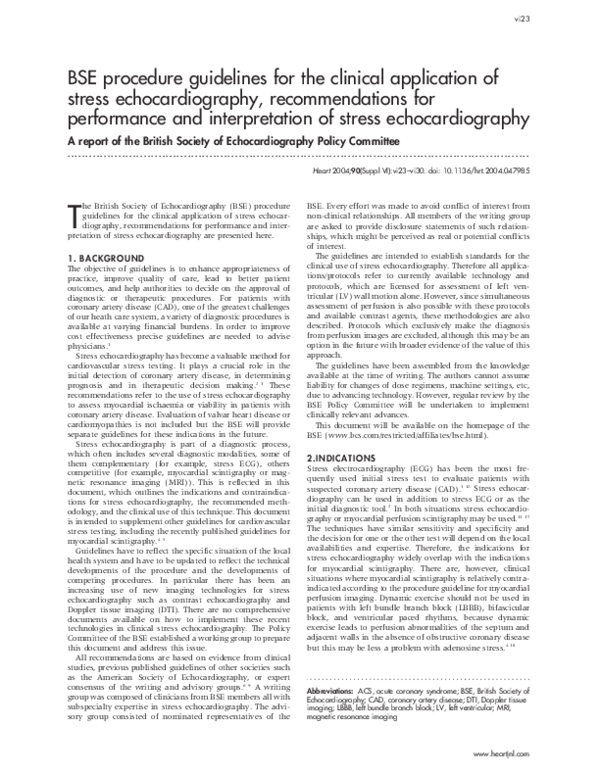 (PDF) BSE procedure guidelines for the clinical application of stress ...