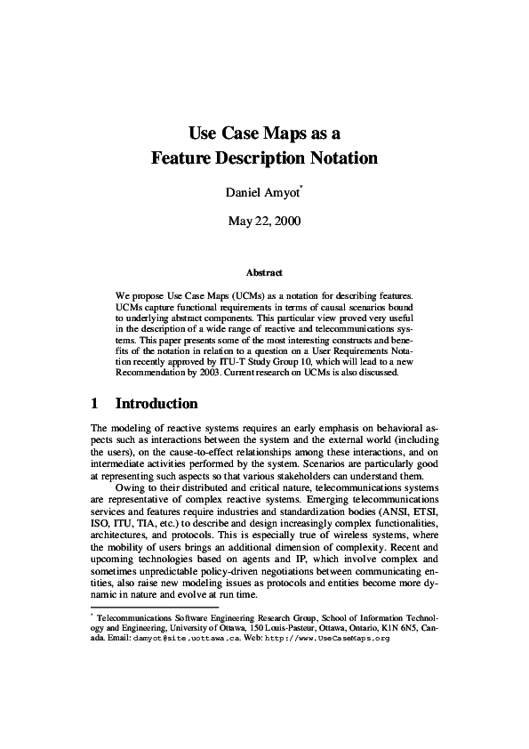 Pdf Use Case Maps As A Feature Description Notation