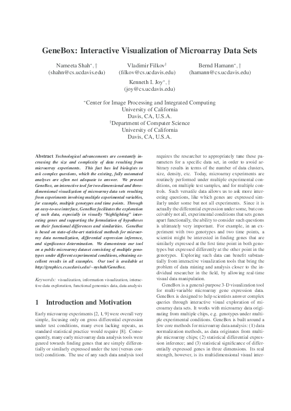 (PDF) GeneBox: Interactive Visualization of Microarray Data Sets