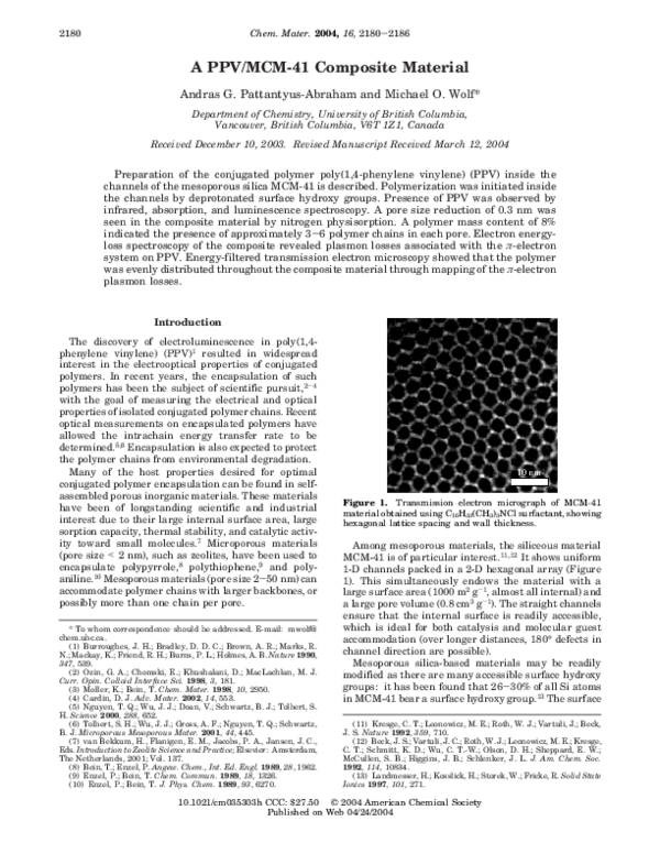 (PDF) A PPV/MCM-41 Composite Material