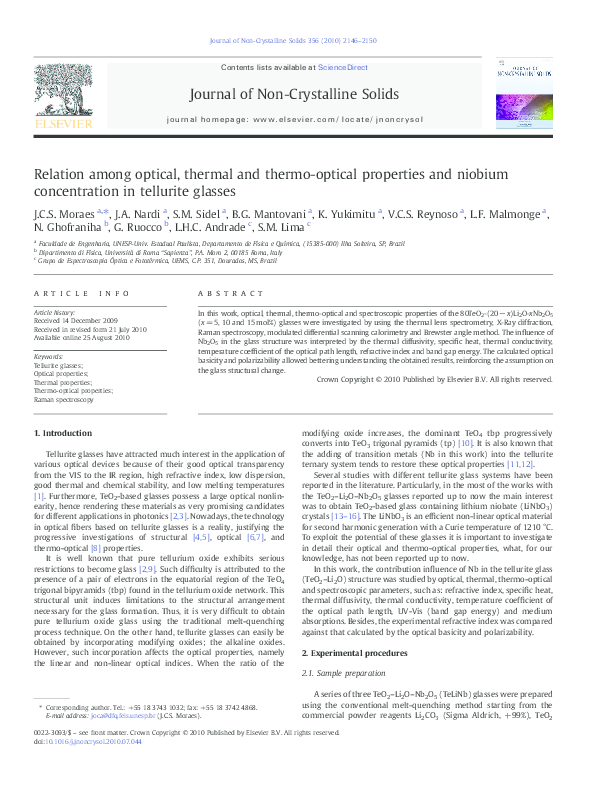(PDF) Relation among optical, thermal and thermo-optical properties and ...