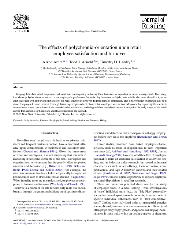 (PDF) The effects of polychronic-orientation upon retail employee ...