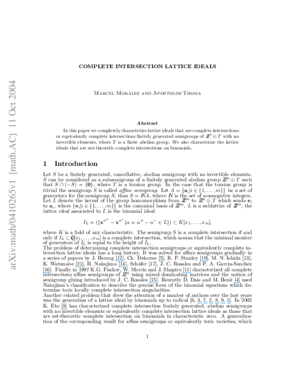 (PDF) Complete intersection lattice ideals